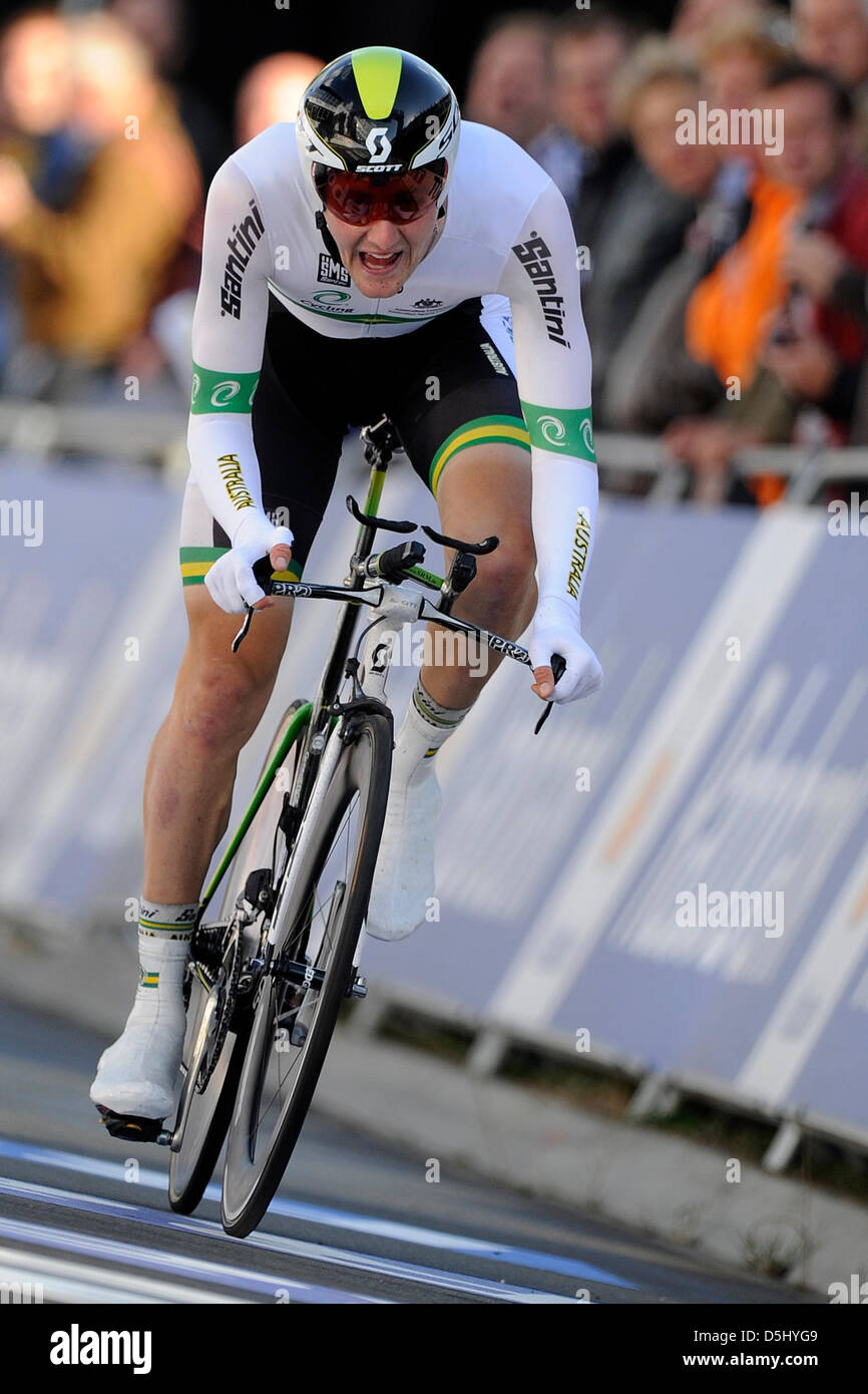Australia's Luke Durbridge crosses the finish line during the Elite Men ...