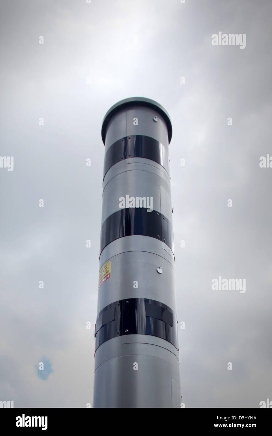 A traffic surveillance unit in the form of grey column made by ...