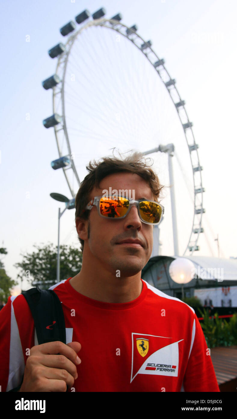 Spanish Formula One driver Fernando Alonso of Ferrari arrives the ...