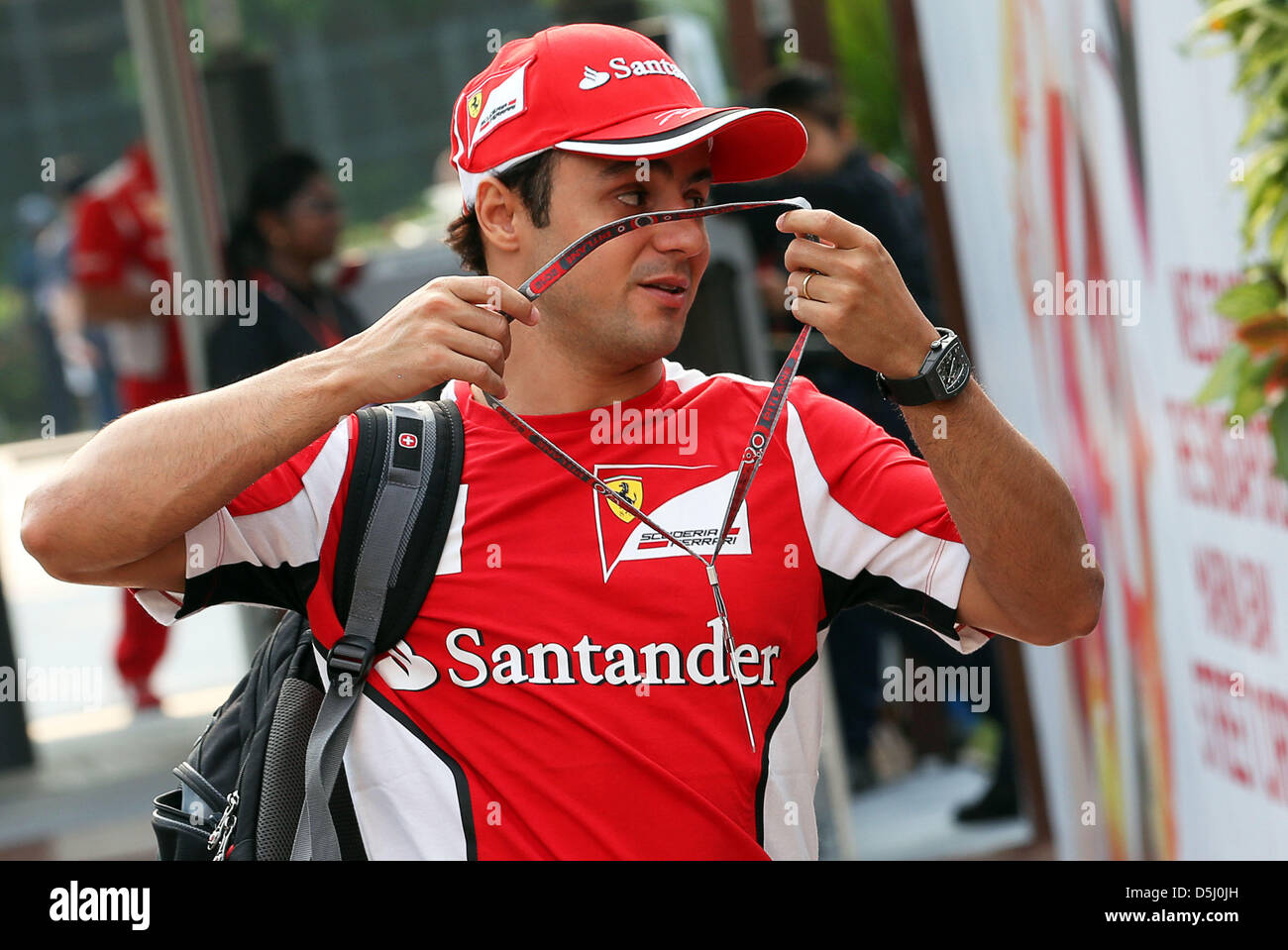 Brazilian Formula One driver Felipe Massa of Ferrari arrives at the ...