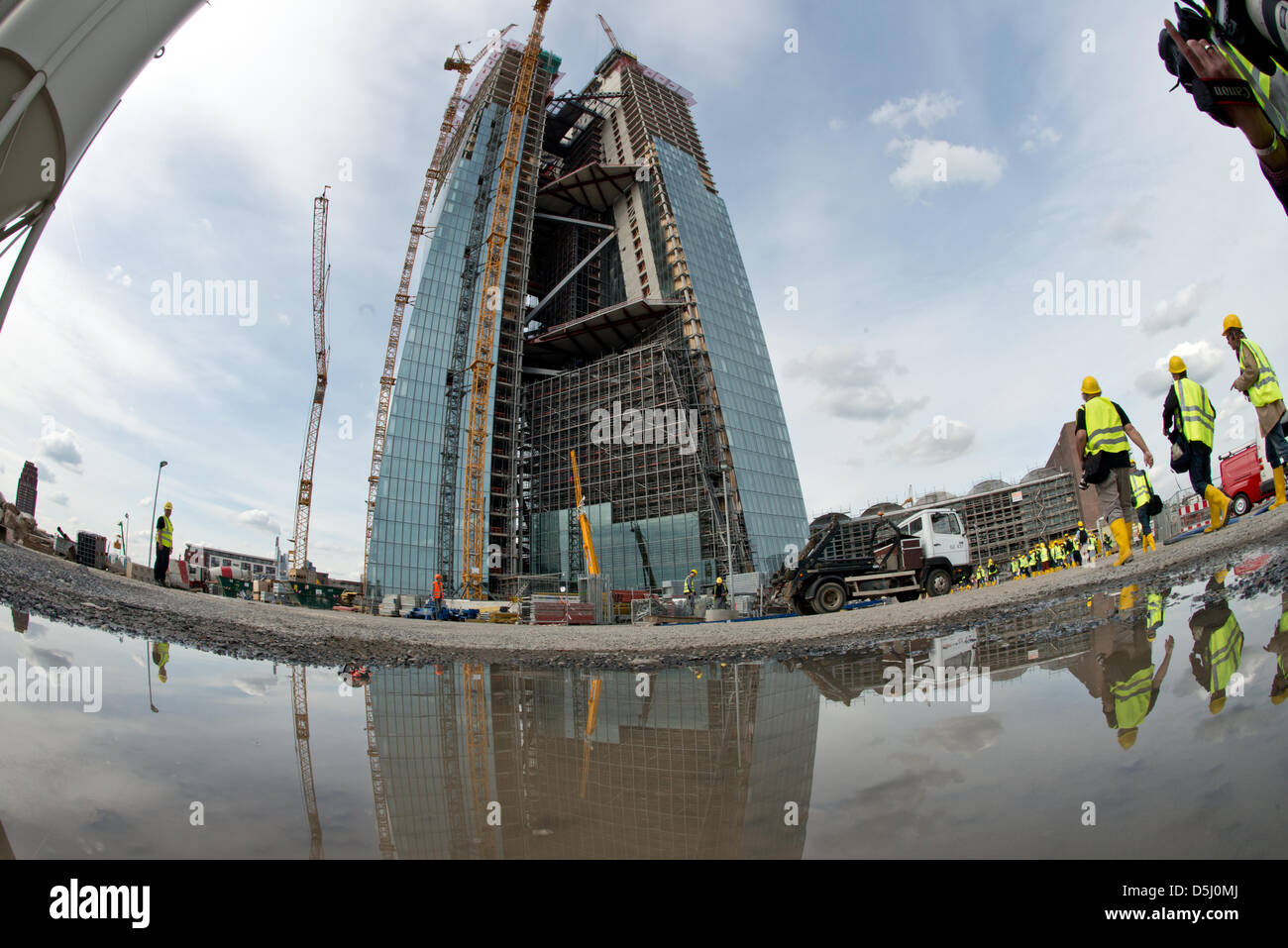 Journalists visit the construction site of the new headquarters of the ...