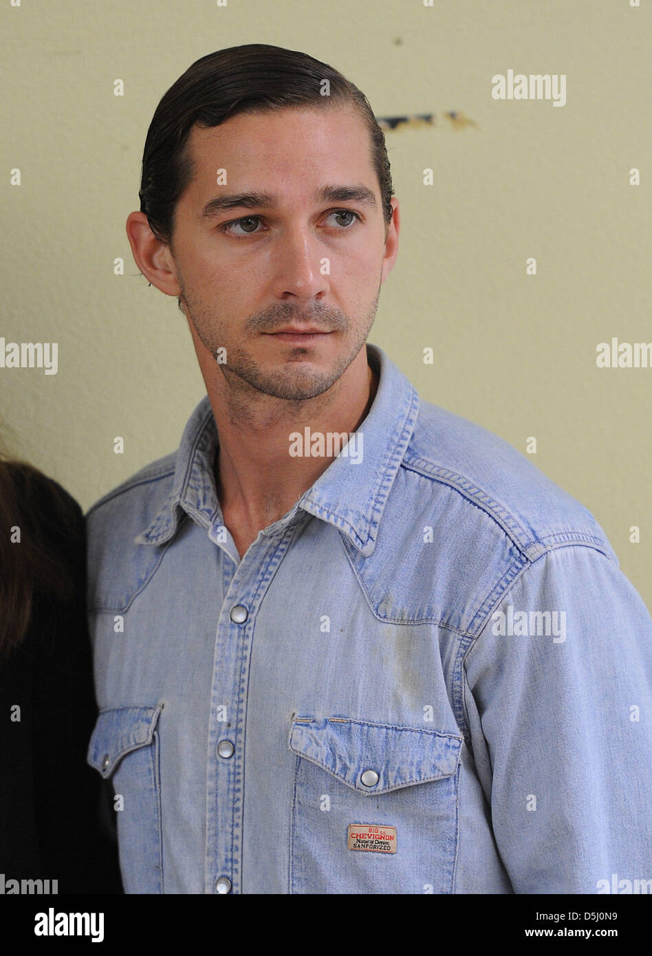 Actor Shia LaBeouf poses during a photo opportunity during the shooting ...