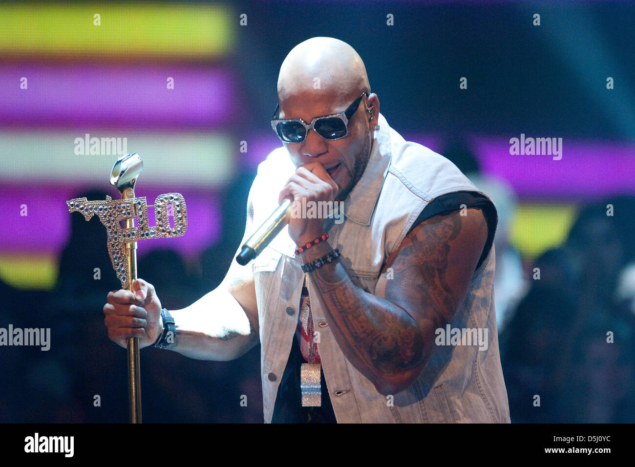 US rapper Tramar Dillard, known as 'Flo Rida', performs during the television show 'Popstars' in ...
