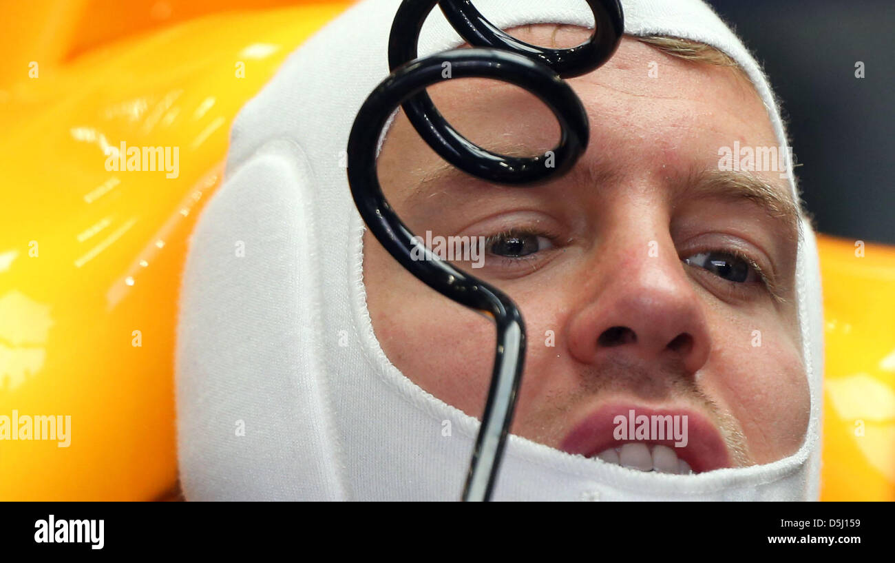 German Formula One driver Sebastian Vettel of Red Bull prepares for the ...