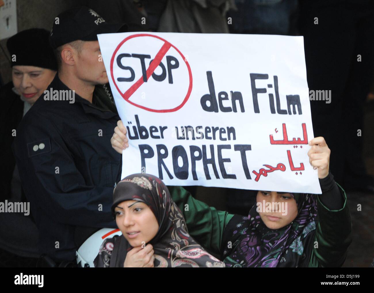 People protest against a controversial Islam video in Freiburg, Germany ...