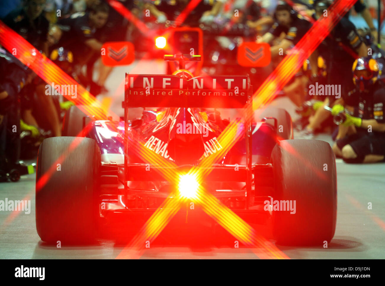 The red brake light flashes on the car of Australian Formula One driver ...