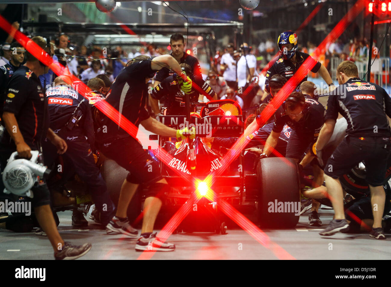 The red brake light flashes on the car of German Formula One driver ...