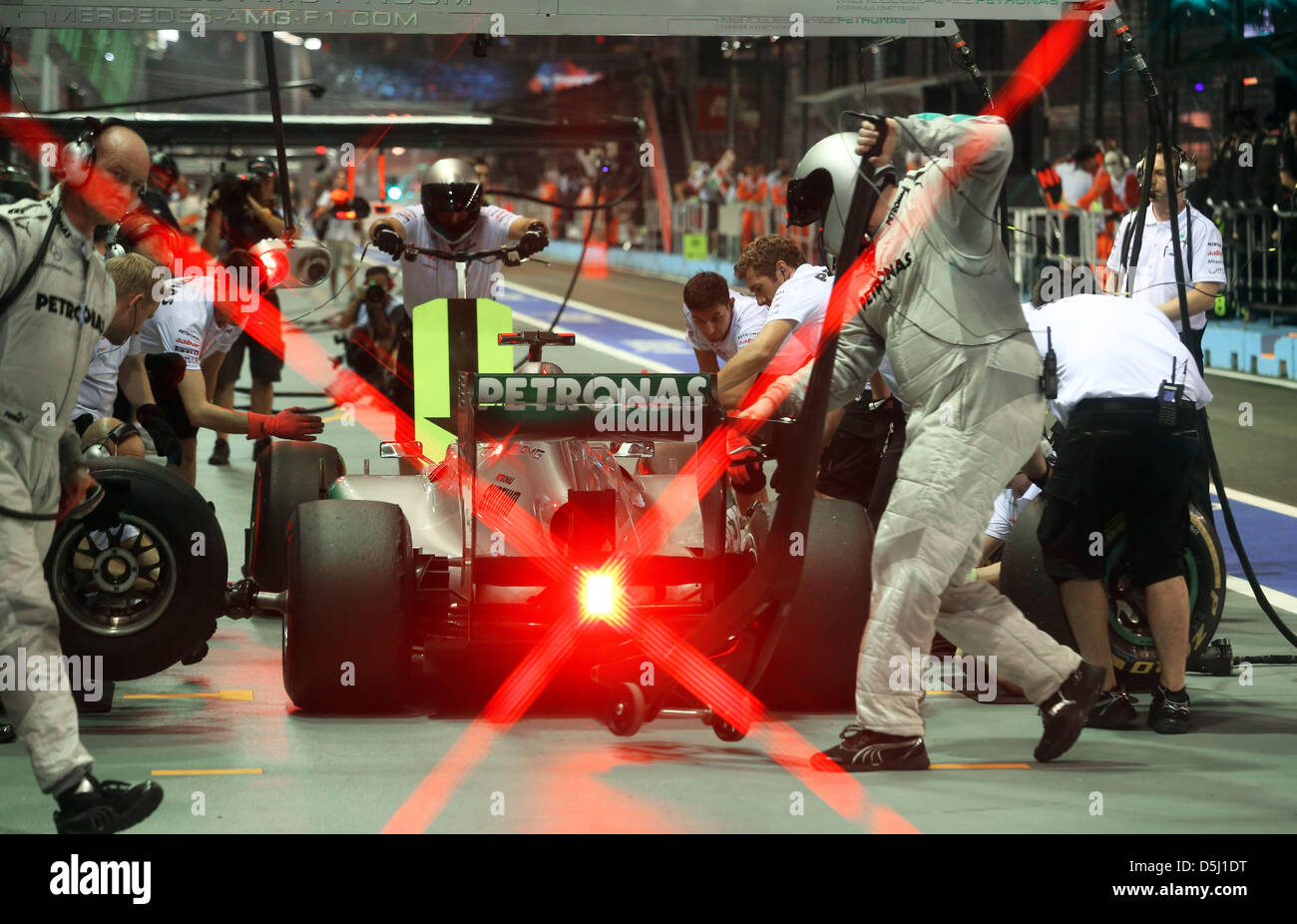 The red brake light flashes on the car of German Formula One driver ...