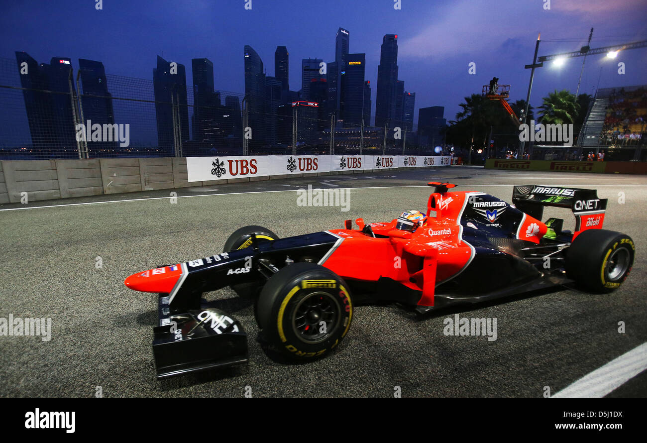French Formula One driver Charles Pic of Marussia steers his car ...