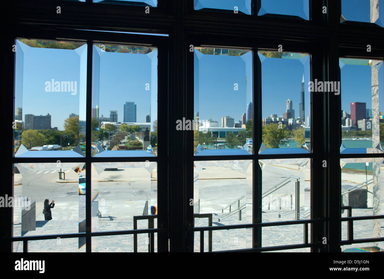 ENTRANCE DOORS ADLER PLANETARIUM LAKESHORE SKYLINE DOWNTOWN CHICAGO ...