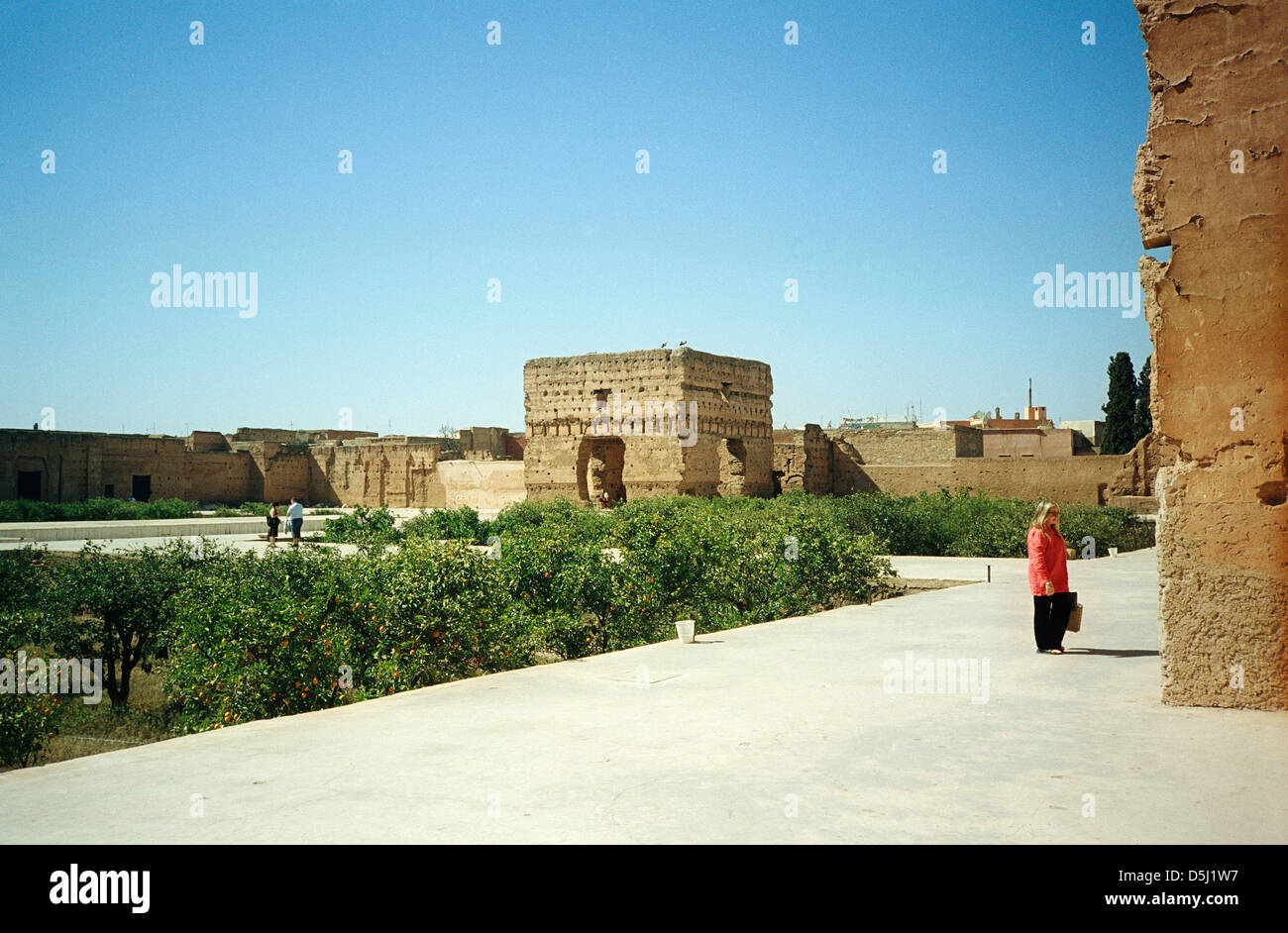 Lone tourist at El Badi palace, Marrakesh, Morocco Stock Photo - Alamy