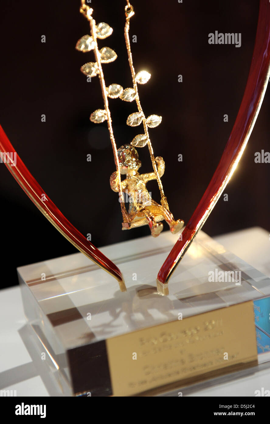 The trophy is pictured at the award ceremony of the Prix Courage in ...
