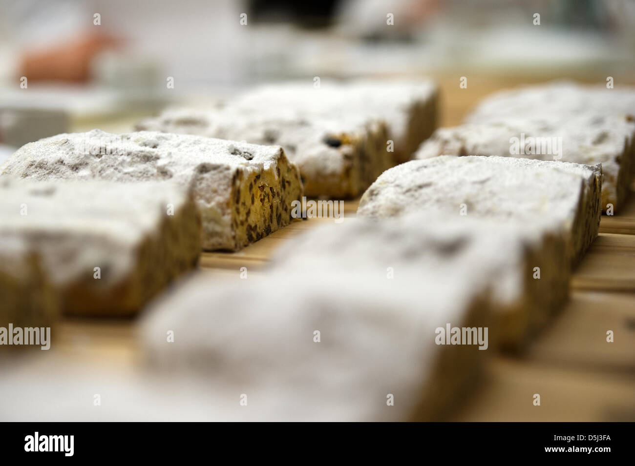 View of Stollen pastries waiting for inspection by a jury of bakers and ...