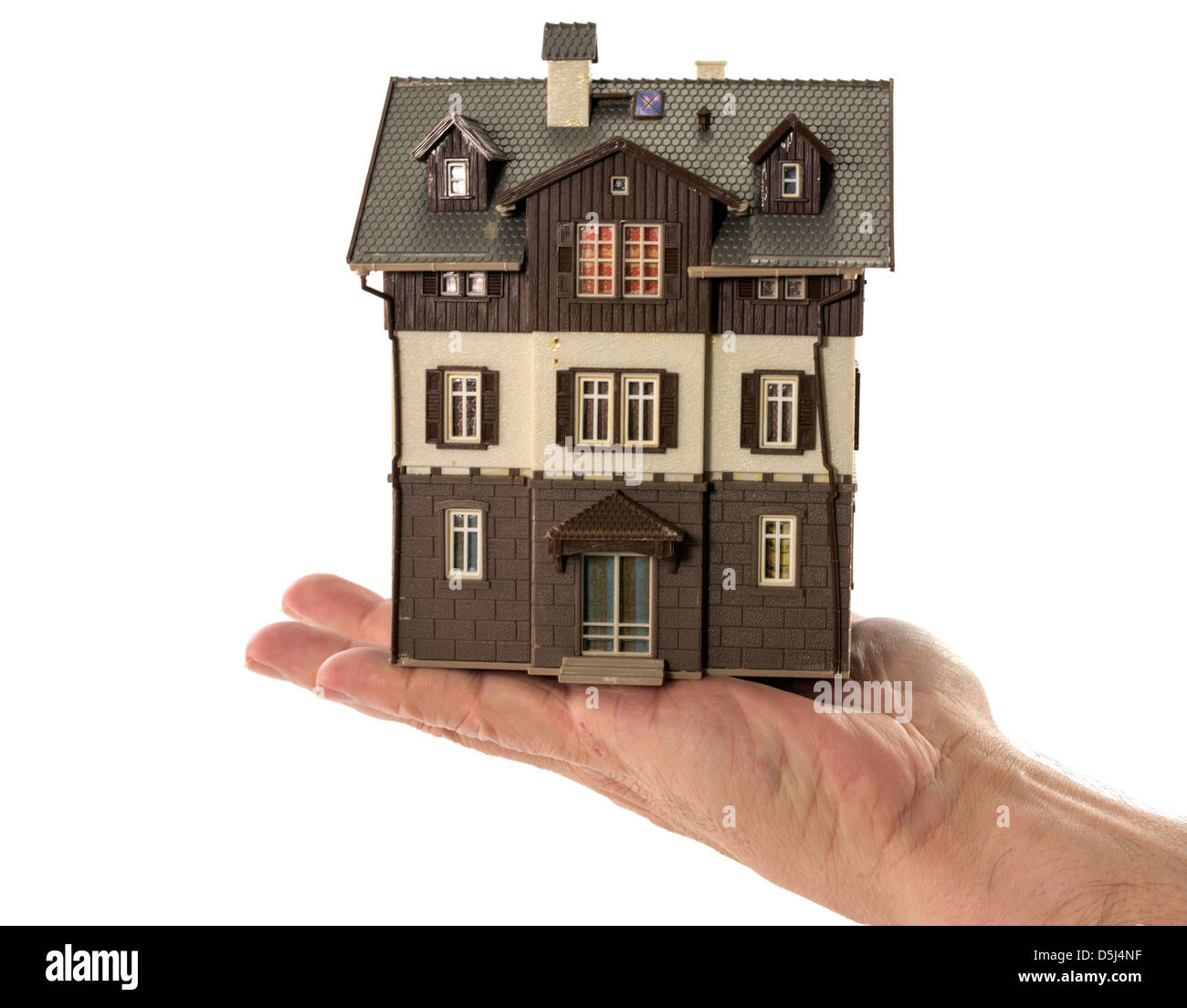 hand holding house with white background Stock Photo - Alamy