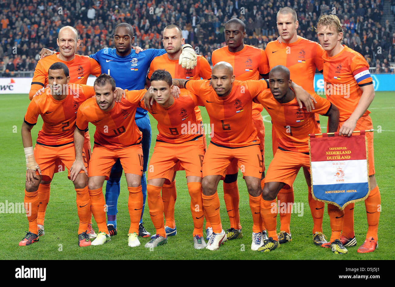 The Netherland's Arjen Robben, Kenneth Vermeer,John Heitinga, Bruno ...