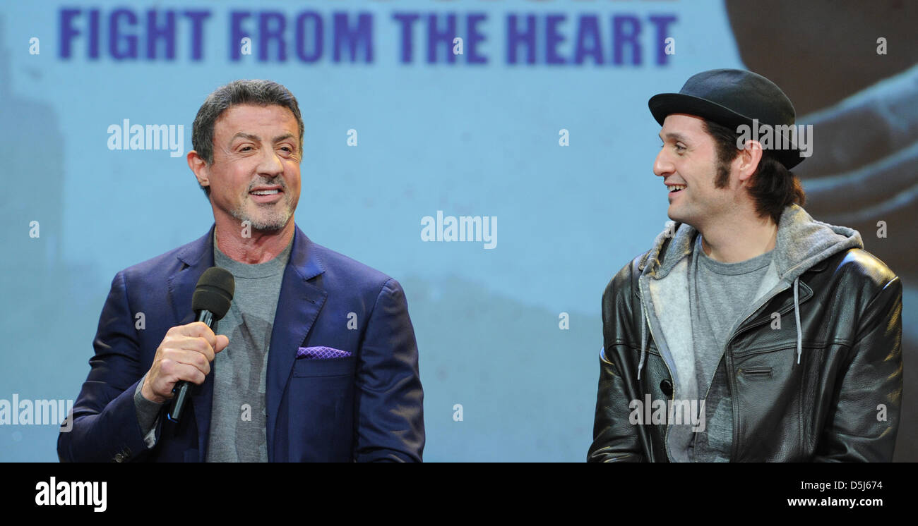 US actor Sylvester Stallone (L)and US singer and actor Drew Sarich (as ...
