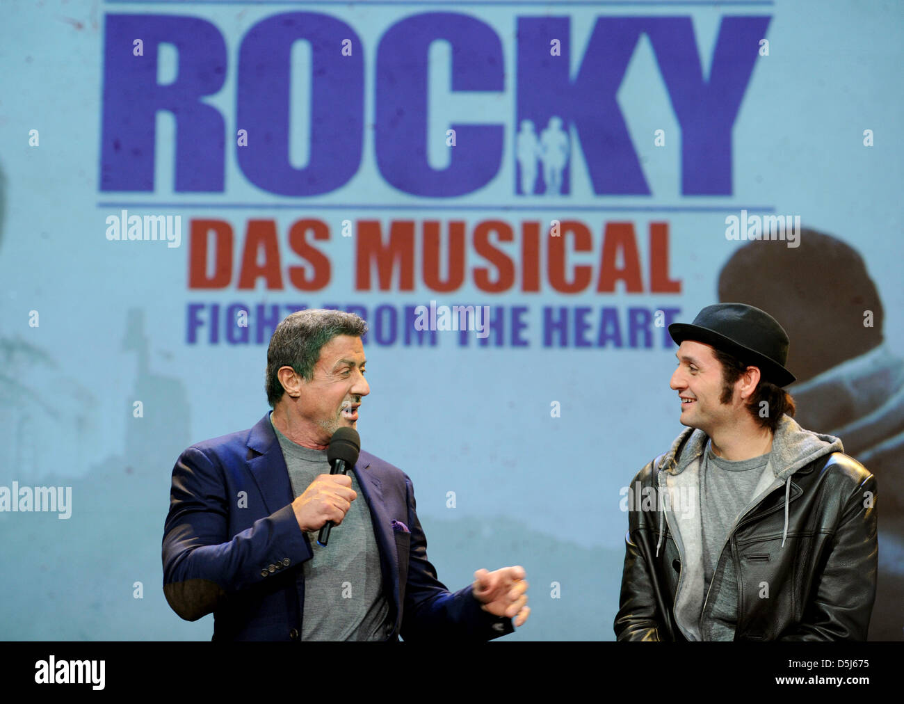 US actor Sylvester Stallone (L)and US singer and actor Drew Sarich (as ...