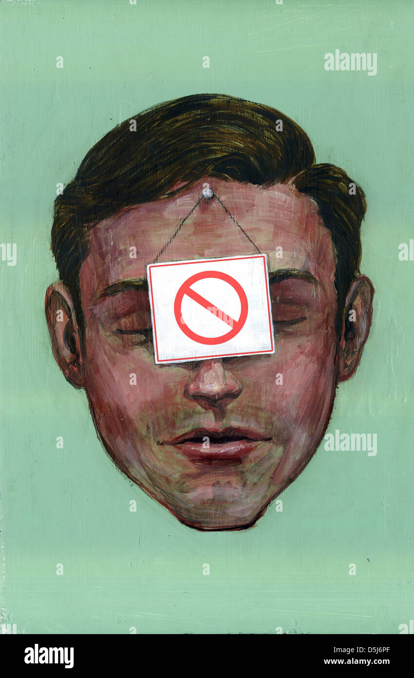 Illustrative image of businessman with do not use sign representing ...