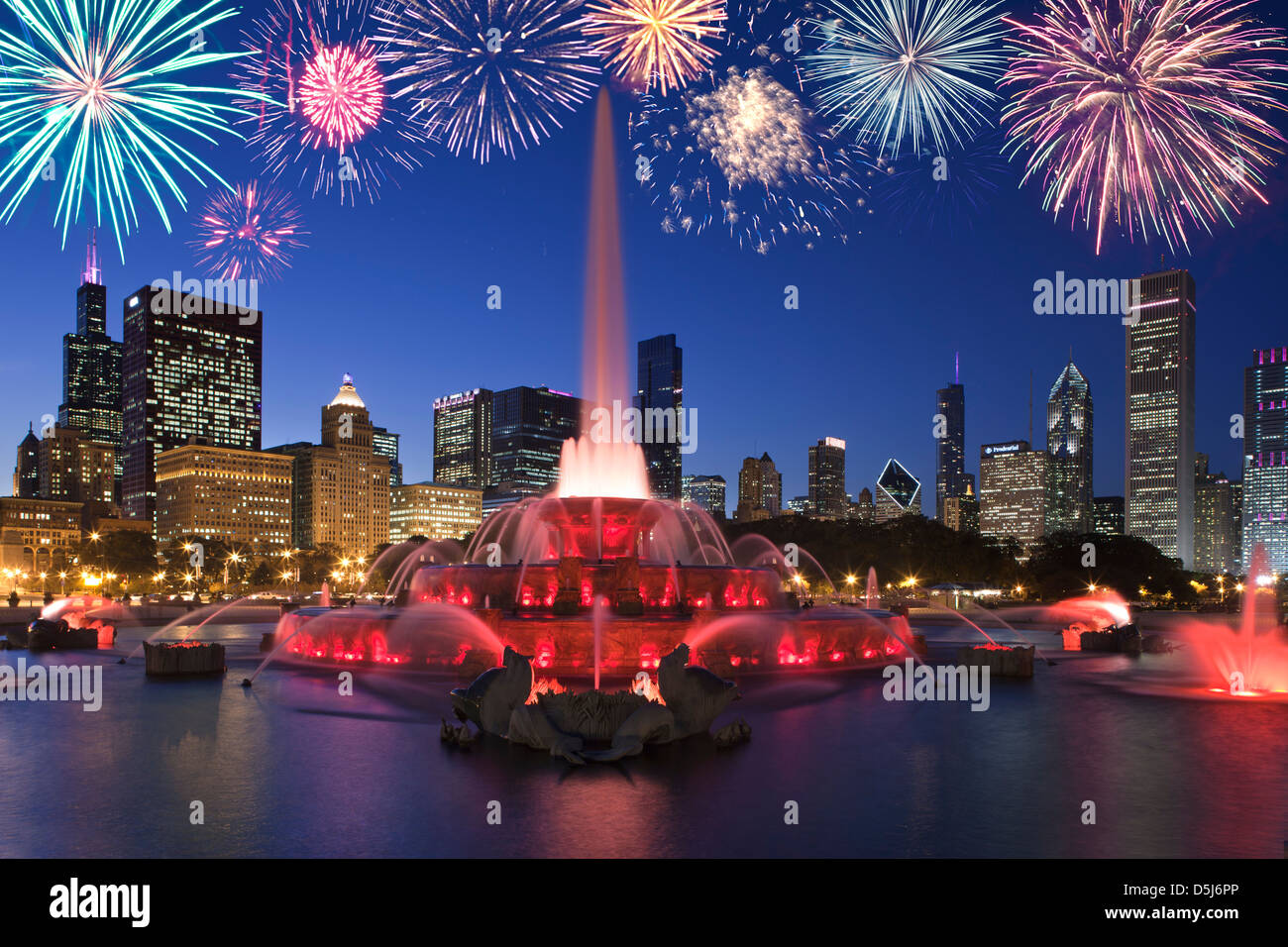 BUCKINGHAM FOUNTAIN (©EDWARD BENNETT / MARCEL LOYAU 1927) GRANT PARK ...