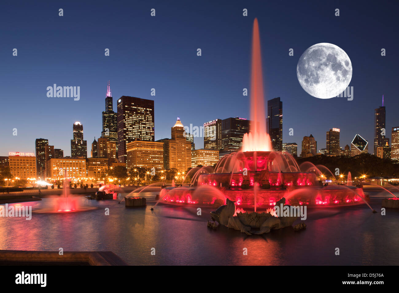 BUCKINGHAM FOUNTAIN (©EDWARD BENNETT / MARCEL LOYAU 1927) GRANT PARK ...