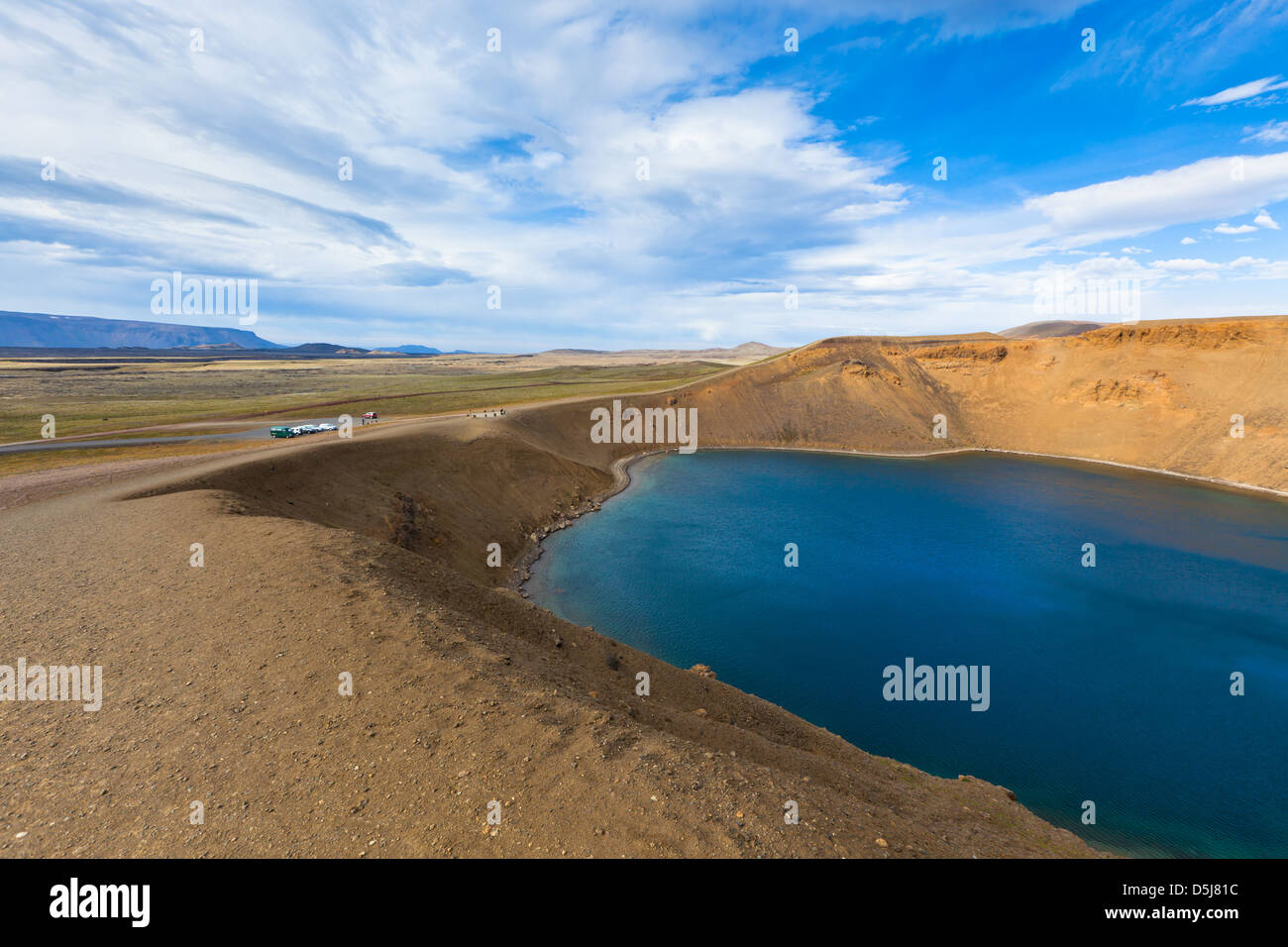Crater of an extinct volcano Krafla filled with water. Located in ...