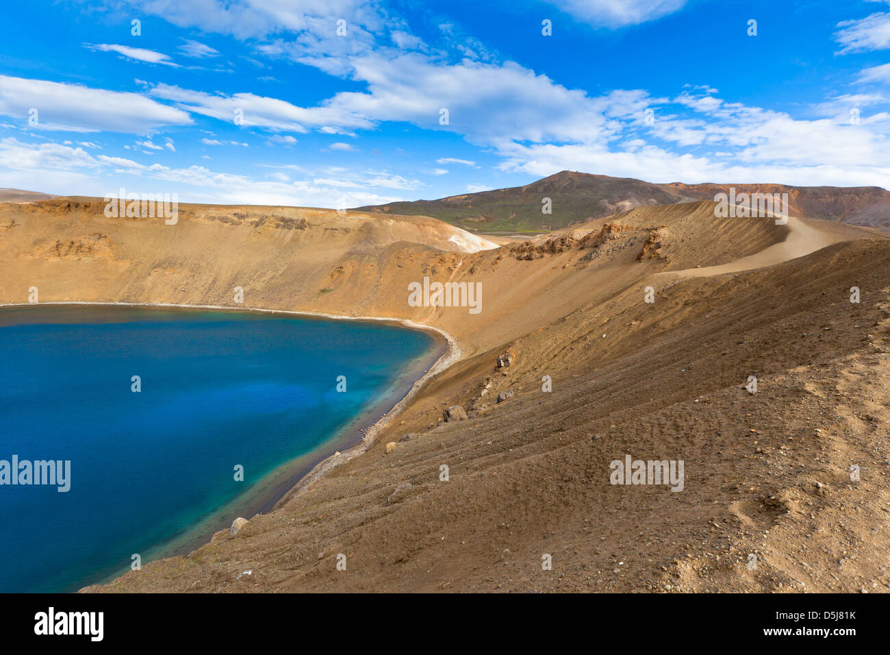 Crater of an extinct volcano Krafla filled with water. Located in ...