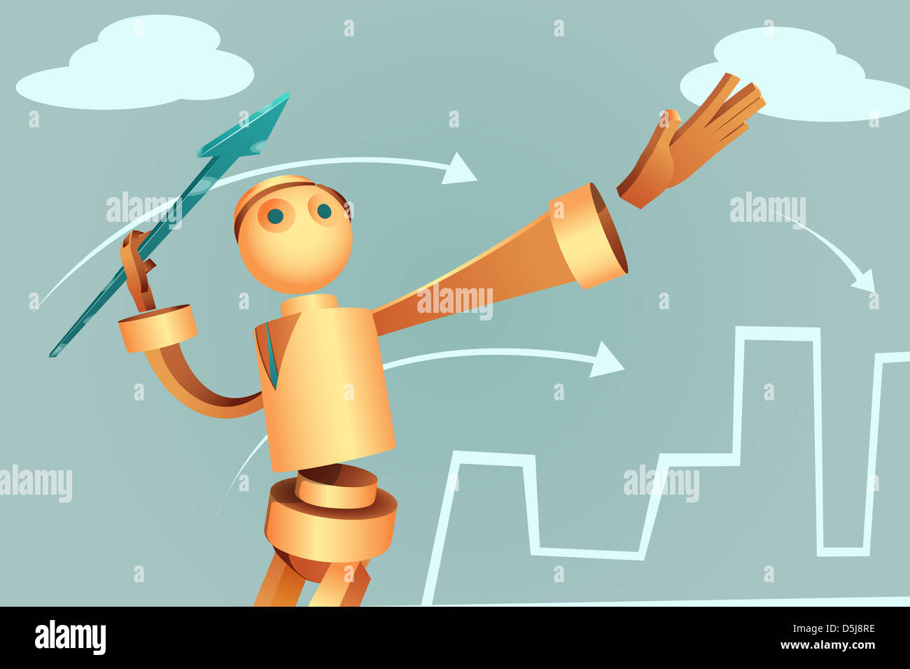 Illustration of robotic businessman aiming arrow to achieve target ...