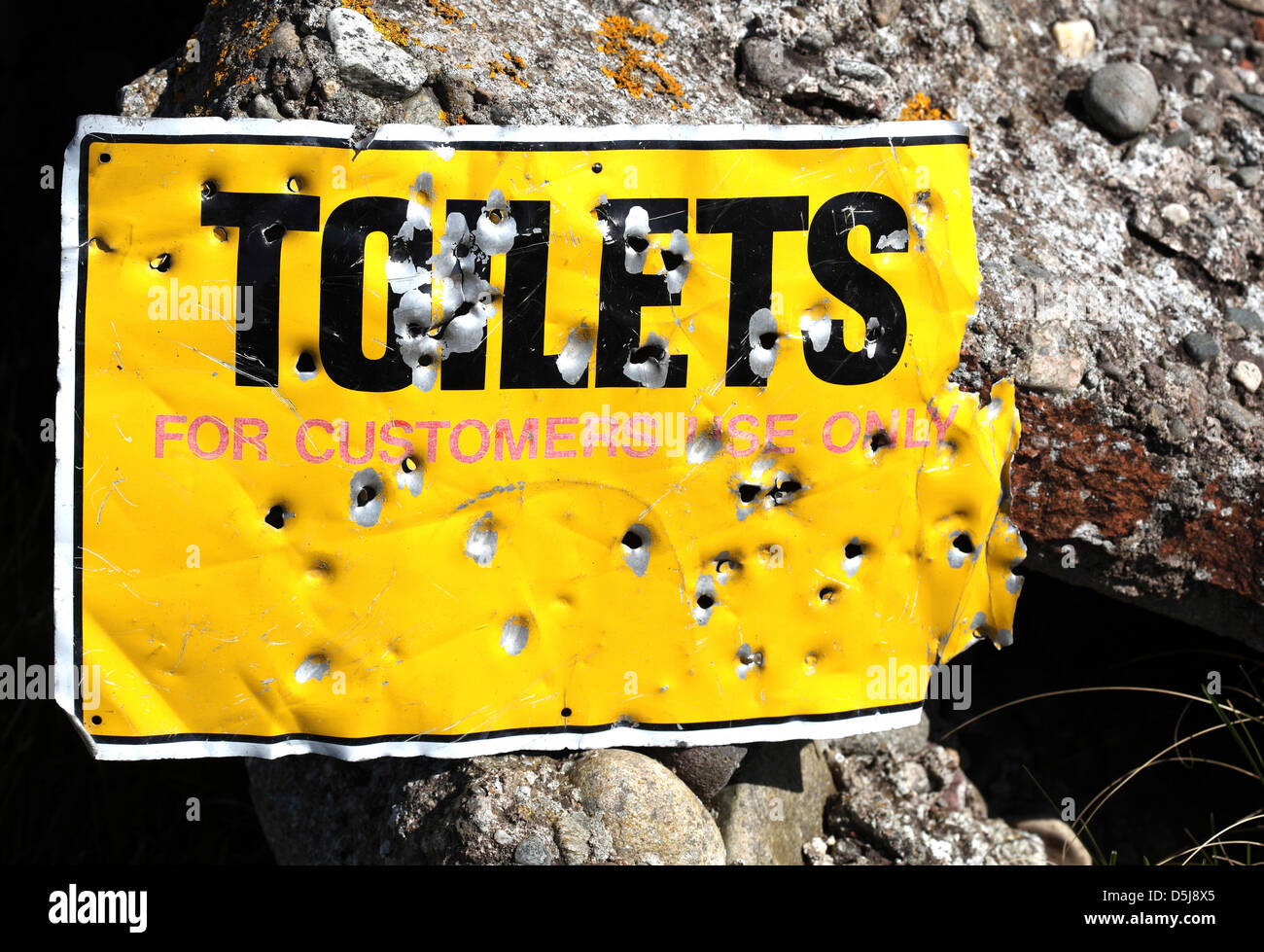 Sign with bullet holes Stock Photo - Alamy