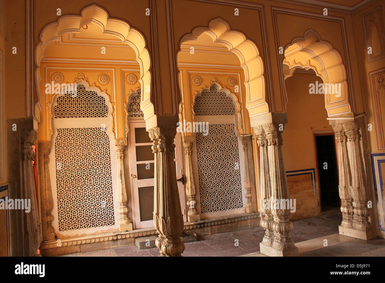 Intricate arched structure's inside hawa mahal palace of wind Jaipur ...