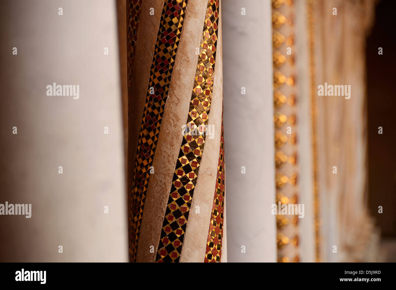 Ornate posts in the cloister of the Monreale Cathedral in Monreale ...