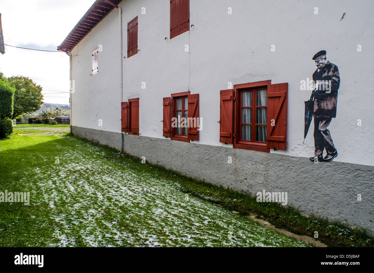 Burguete village and typical house facade, Navarre, Spain Stock Photo ...