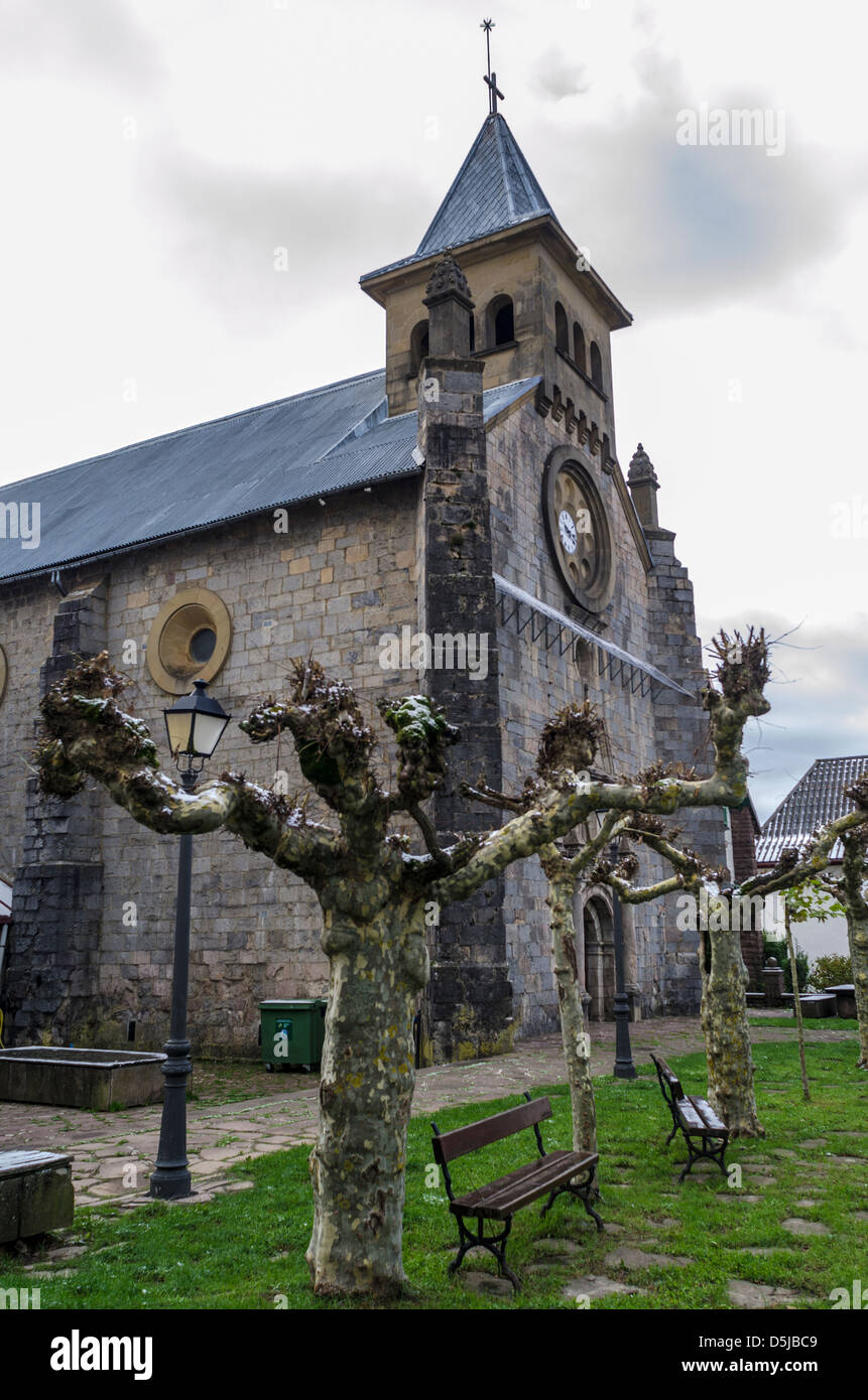 Burguete Church, Navarre, Spain Stock Photo - Alamy