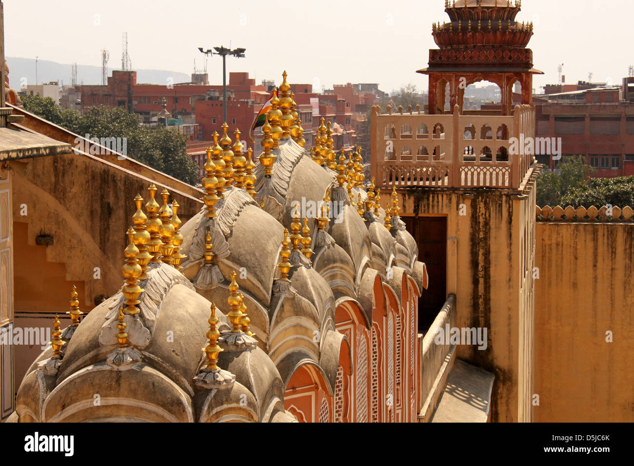 Domed canopies, fluted pillars, lotus and floral patterns of Hawa mahal ...