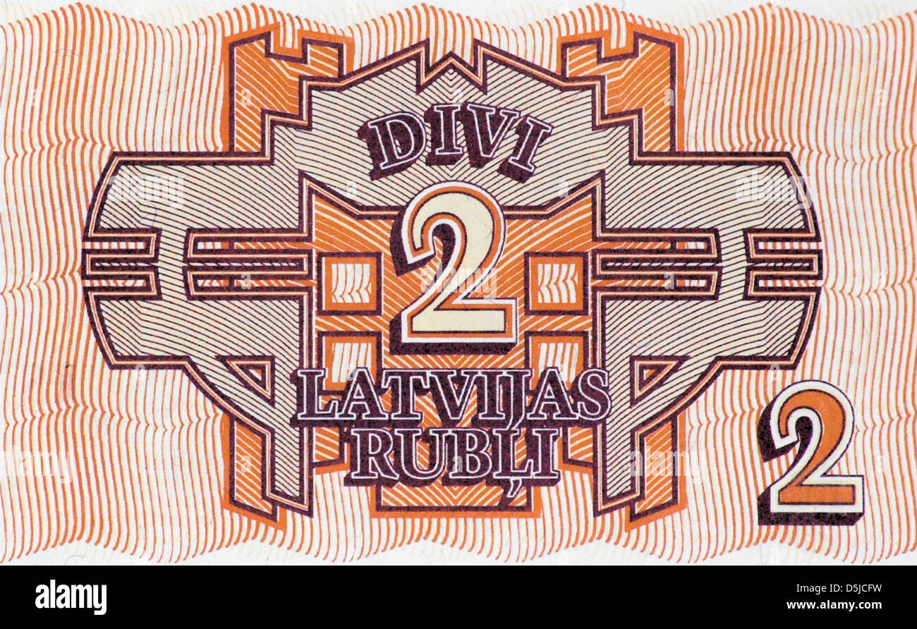 Latvia 2 Two Rubli Bank Note Stock Photo - Alamy