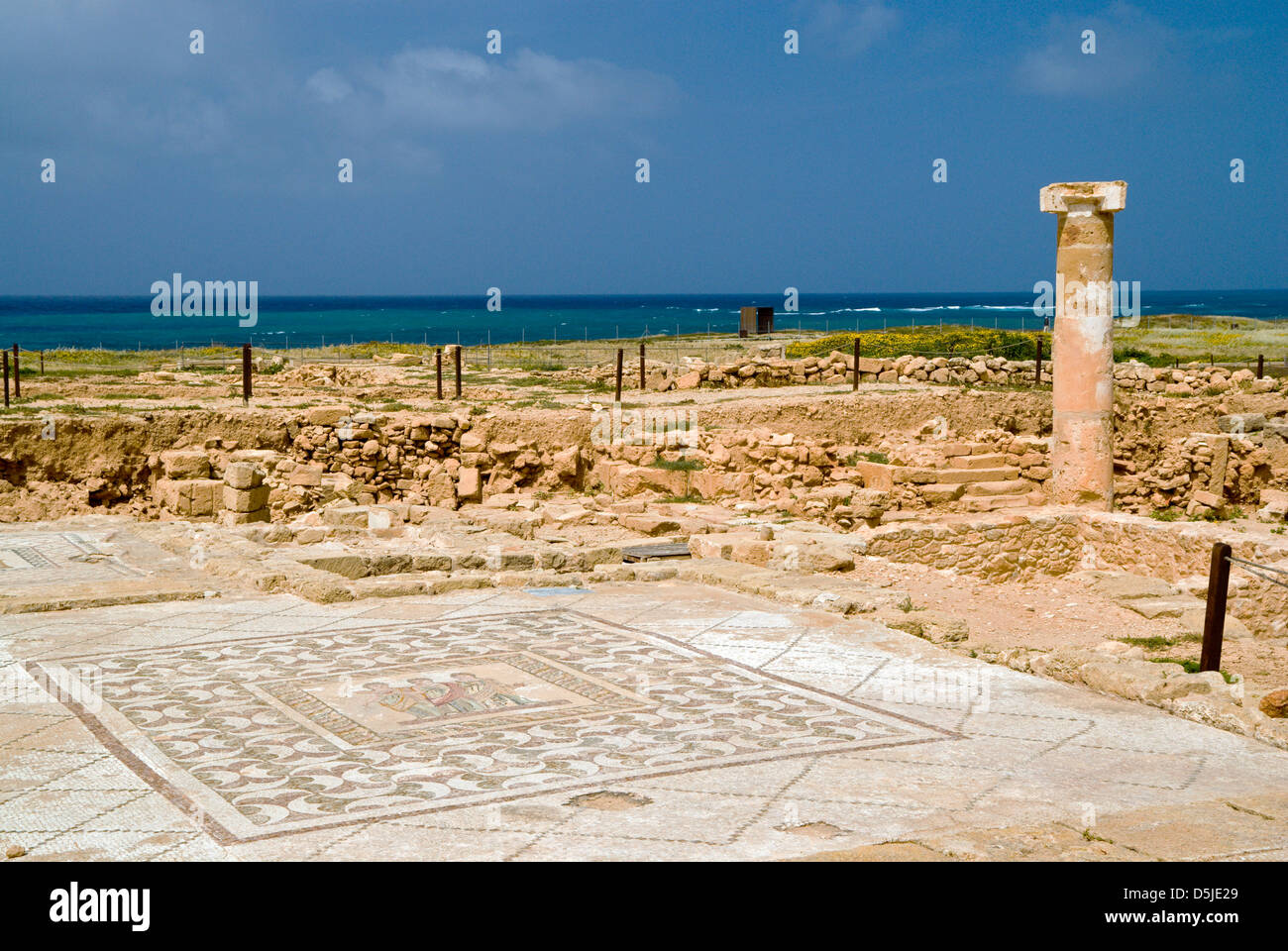 ancient columns house of theseus archaeological park paphos cyprus ...