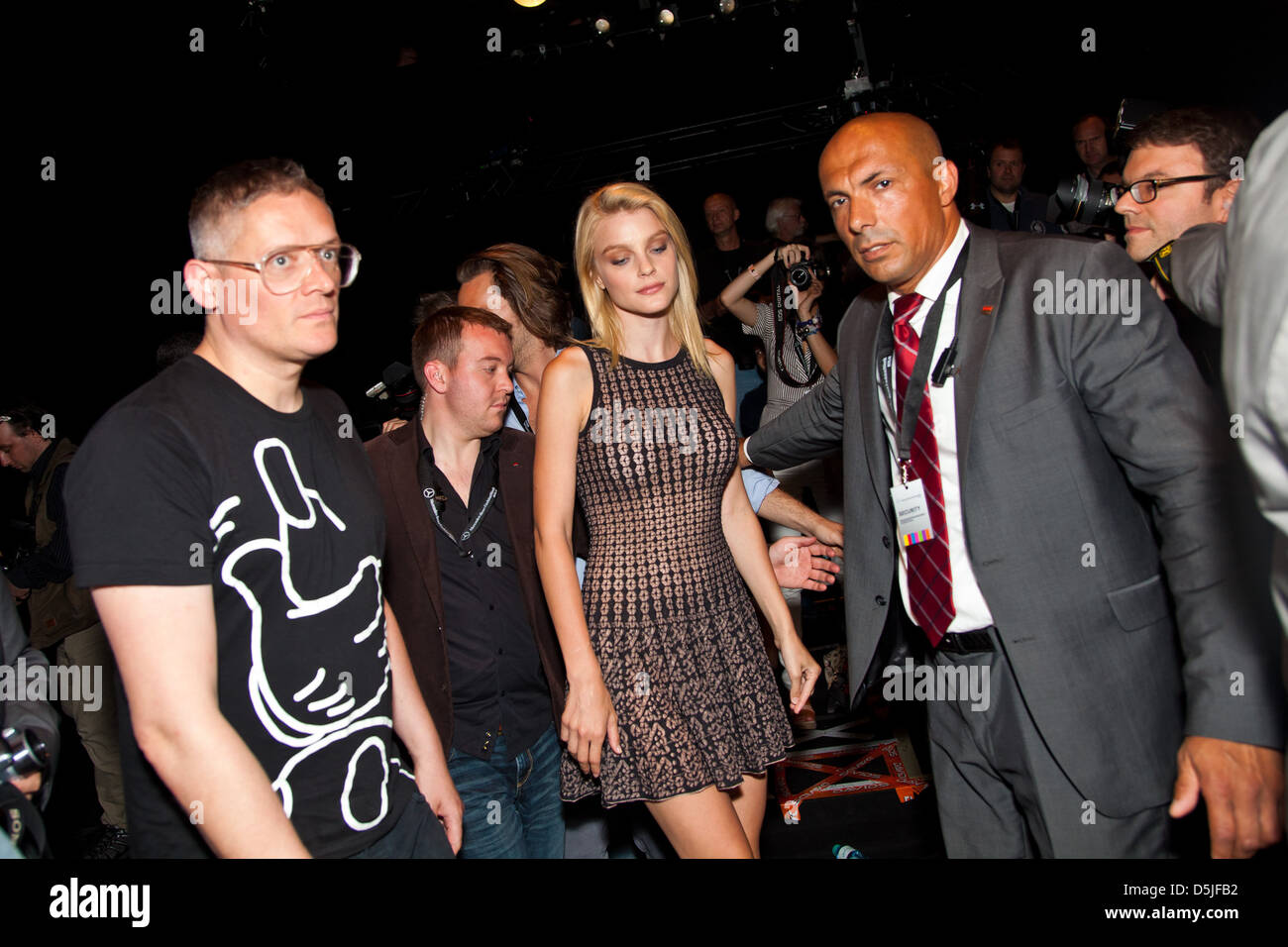 Giles Deavon and Jessica Stam at Mercedes-Benz Fashion Week Berlin ...