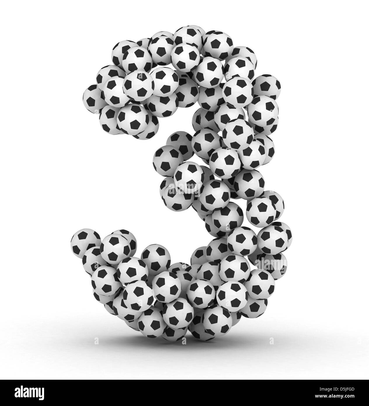 Number 3 from soccer football balls isolated on white background Stock ...