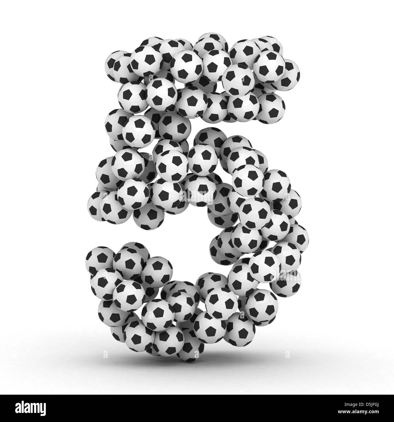 Number 5 from soccer football balls isolated on white background Stock ...