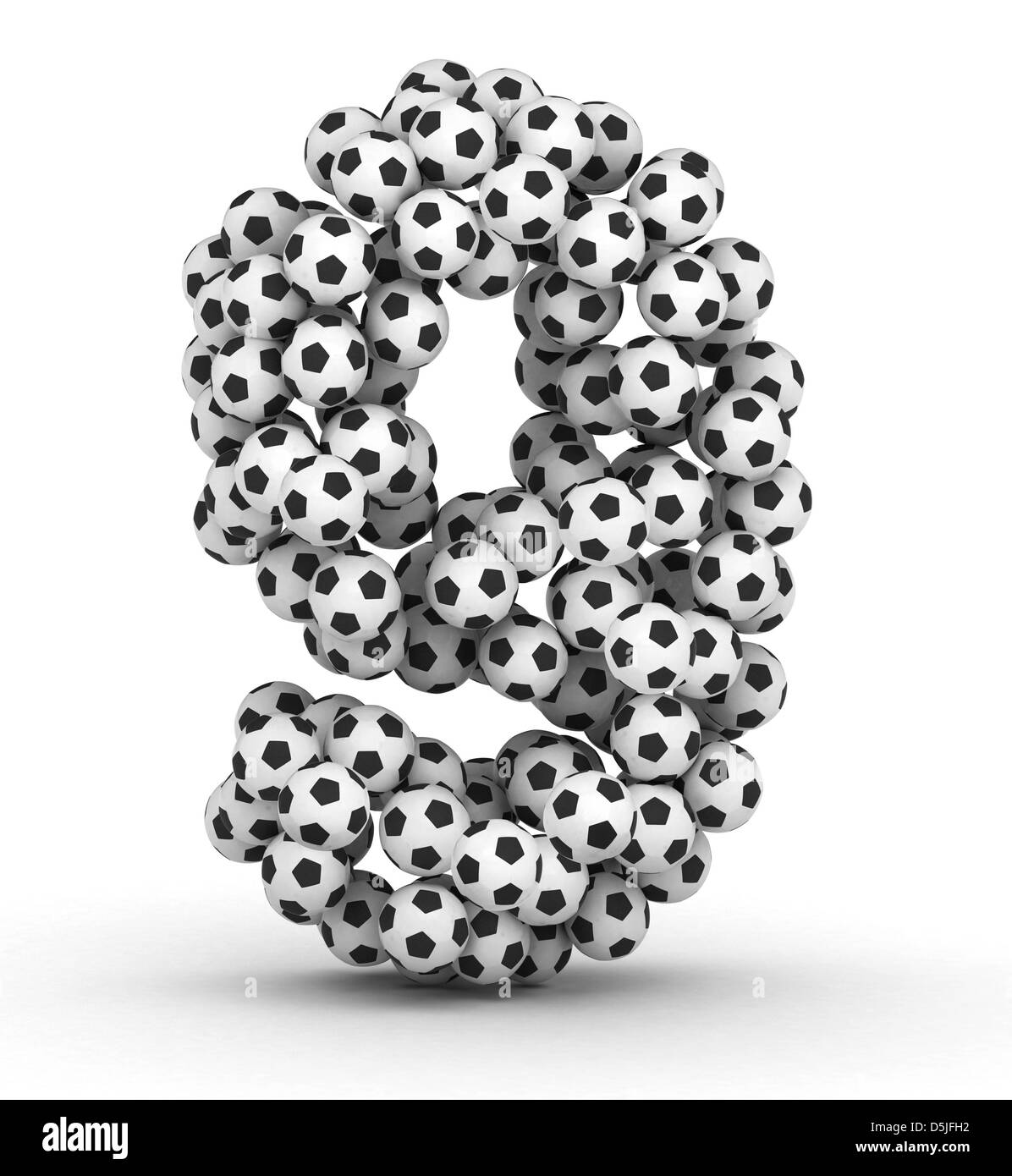 Number 9 from soccer football balls isolated on white background Stock ...
