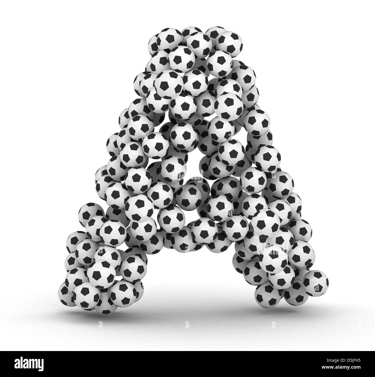 Letter A from soccer football balls isolated on white background Stock ...