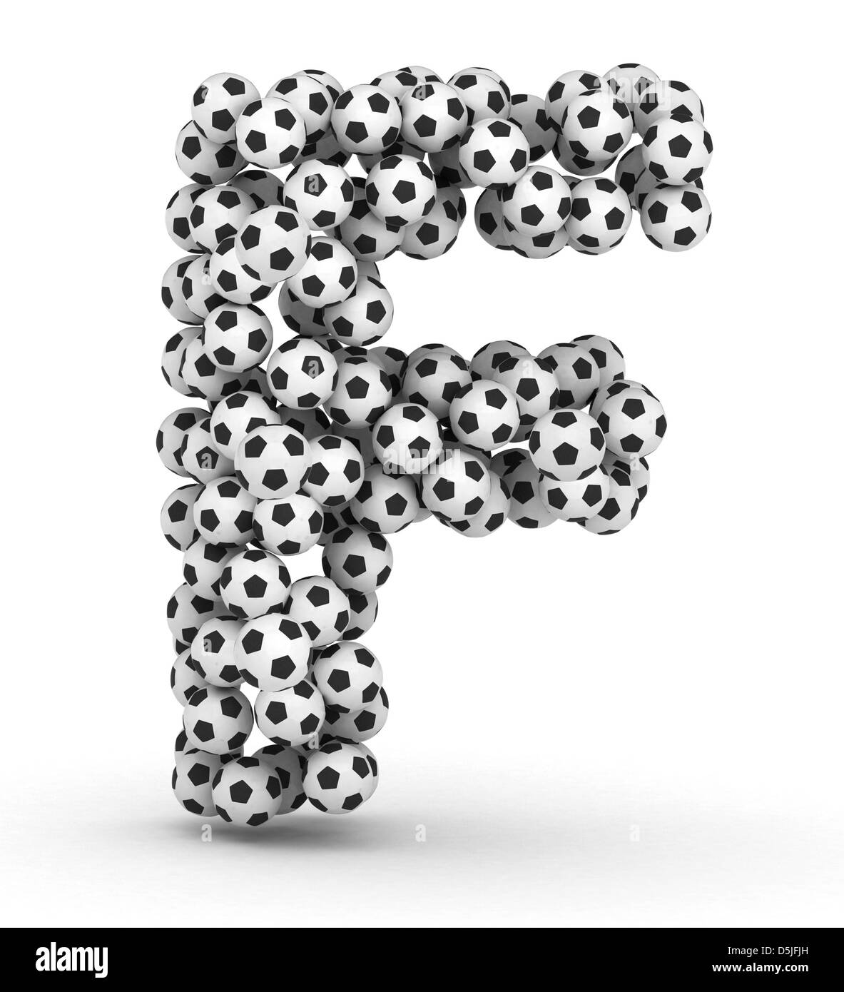 Letter F from soccer football balls isolated on white background Stock ...