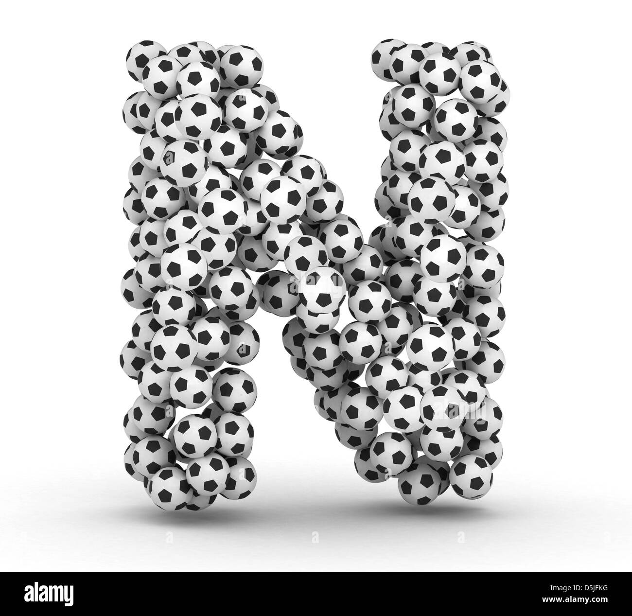 Letter N from soccer football balls isolated on white background Stock ...
