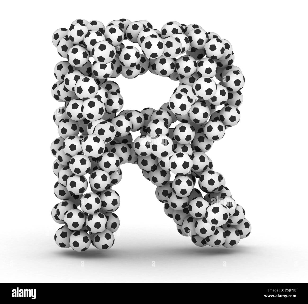 Letter R from soccer football balls isolated on white background Stock ...