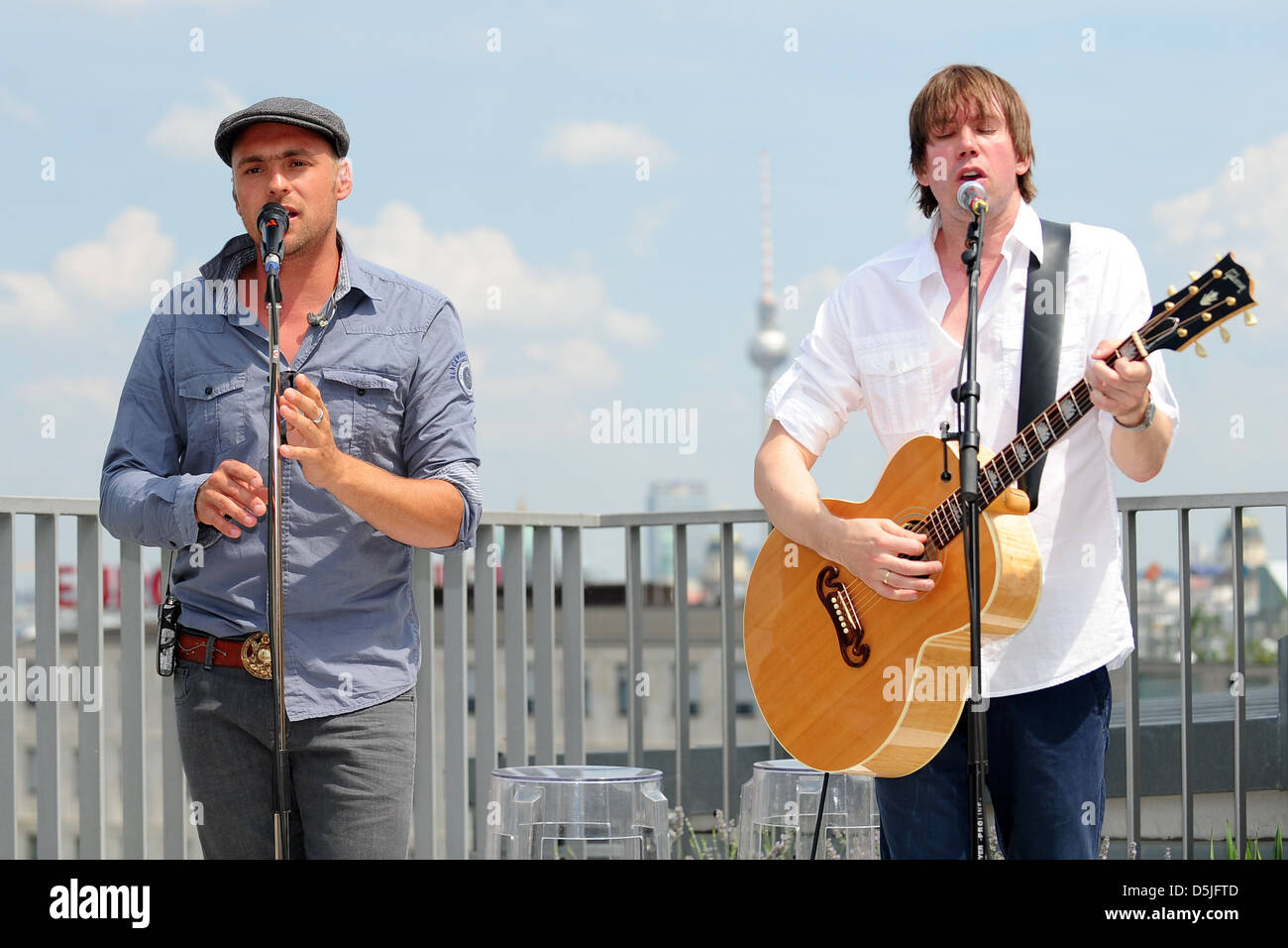 Max Mutzke and Justin Balk at Mexx Casual Lunch at a loft at Leipziger ...
