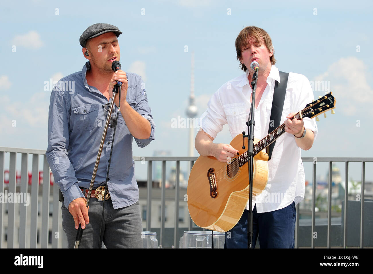 Max Mutzke and Justin Balk at Mexx Casual Lunch at a loft at Leipziger ...