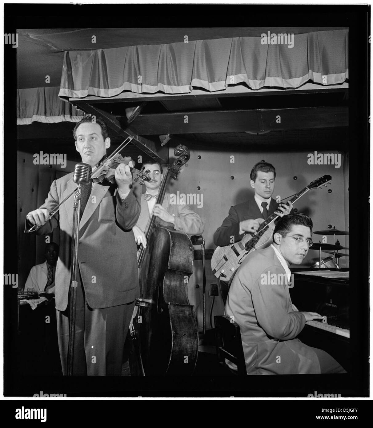 A portrait taken in June 1947 shows musicians Sam Hall Kaplan, Frenchy ...