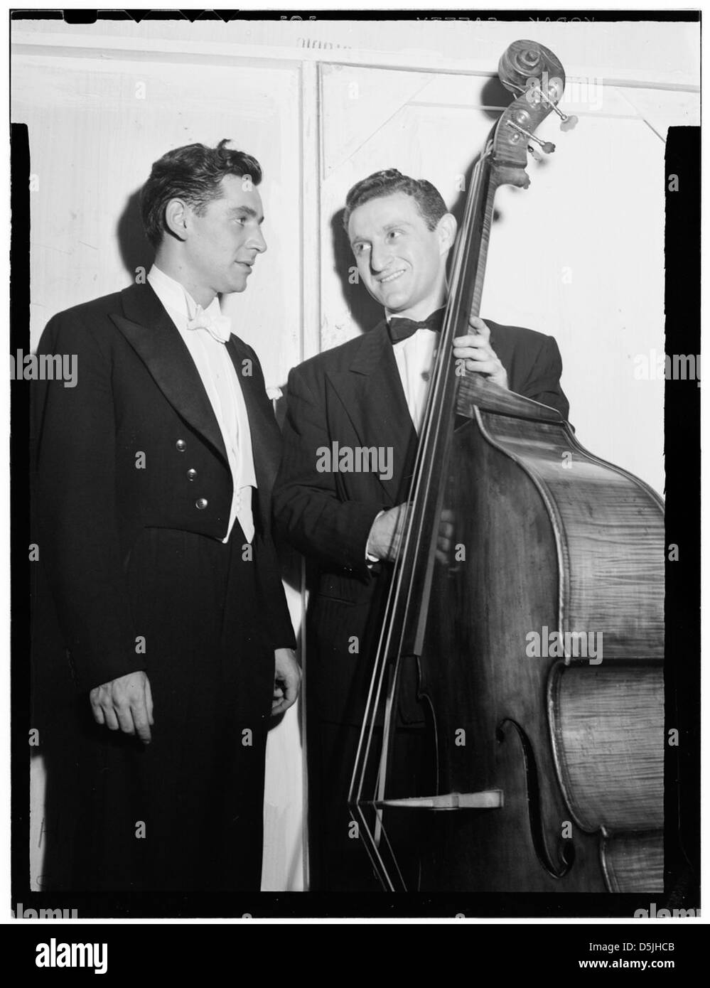 A 1946 portrait of jazz bassist Jack Lesberg and conductor Leonard ...