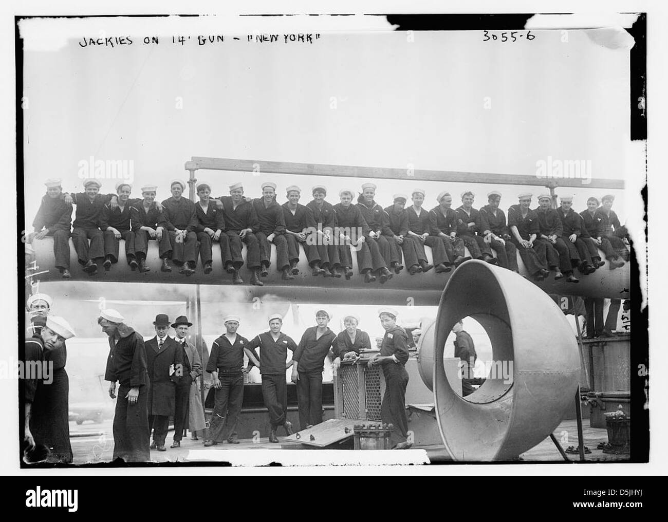 This photo features the 14-inch naval gun aboard the USS New York (BB ...