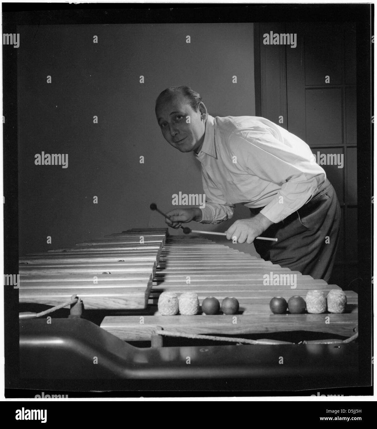 A portrait of Red Norvo, an influential jazz vibraphonist, taken around ...