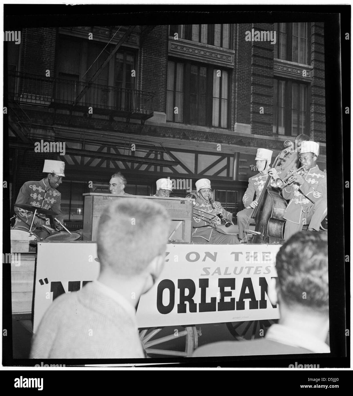 A portrait of notable jazz musicians Kaiser Marshall, Art Hodes, Sandy ...